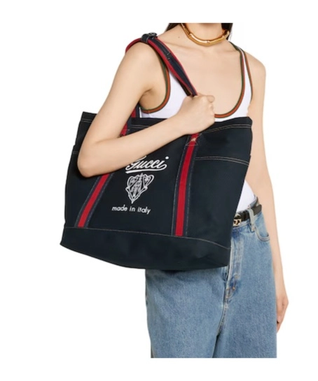 Gucci Printed Tote Bag - Dark Brown