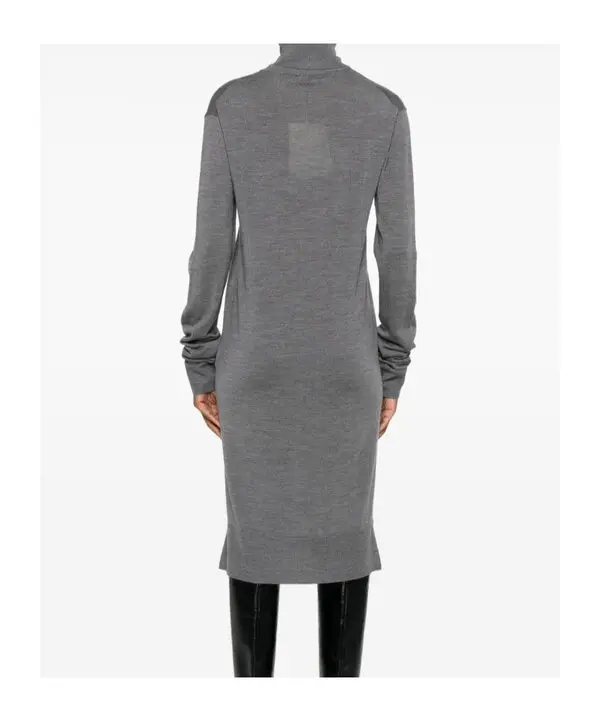 TOTEME Turtleneck Long-sleeve Ribbed Dress - Gray