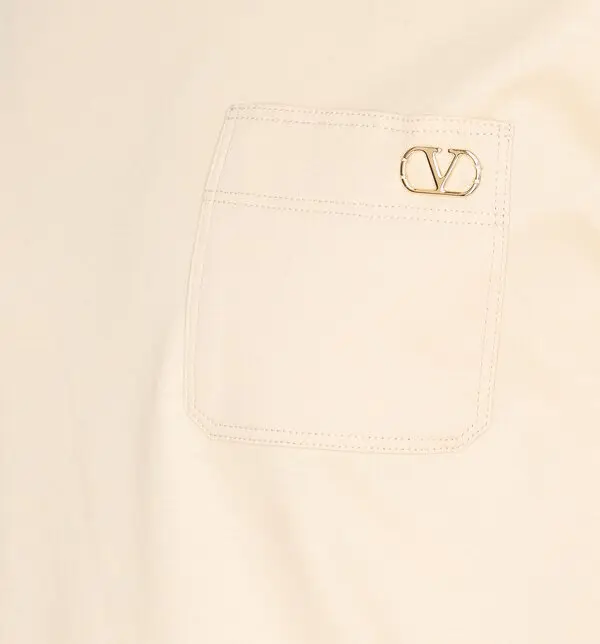 Valentino Garavani T-shirt In Mercerised Cotton With Vlogo On The Chest - Nude