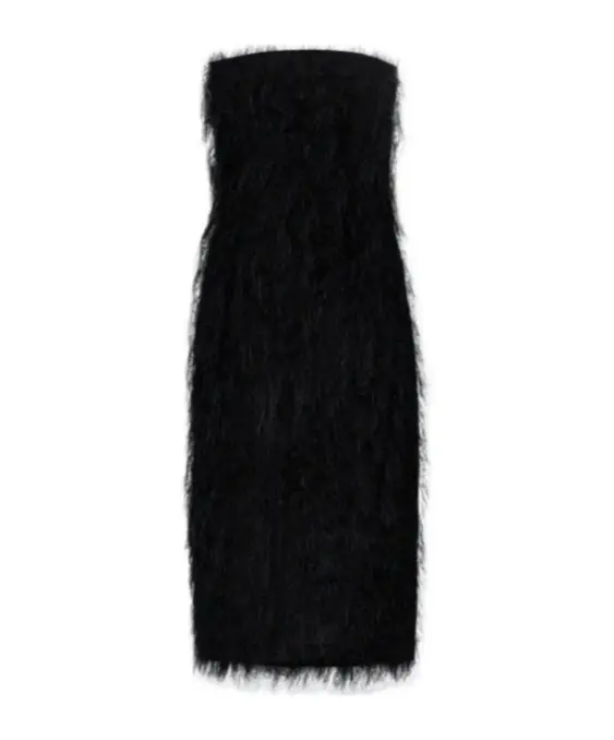 FERRAGAMO Strapless Feathered Dress