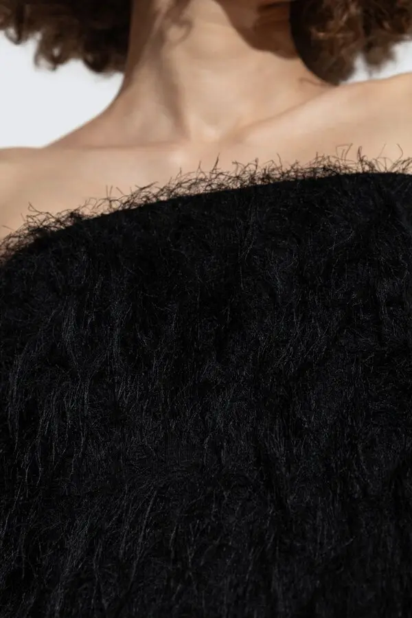 FERRAGAMO Strapless Feathered Dress