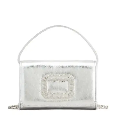ROGER VIVIER Pilgrim Embellished Micro Tote Bag - Silver
