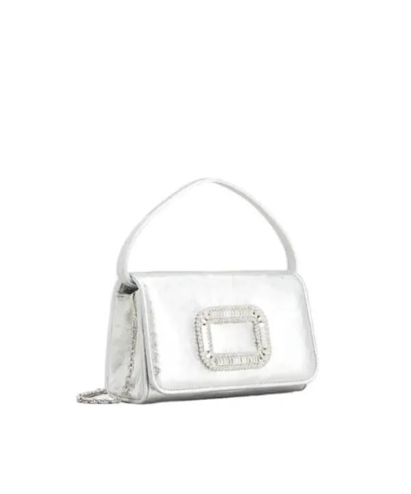 ROGER VIVIER Pilgrim Embellished Micro Tote Bag - Silver