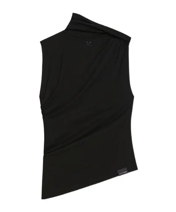 COURREGES Courrges Sleeveless Draped Top - Black