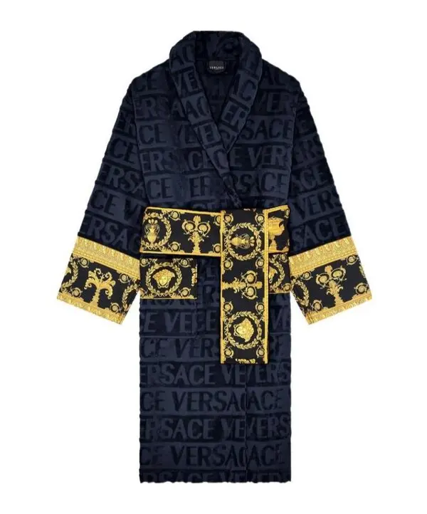 Versace I Love Baroque Belted Bathrobe - Black