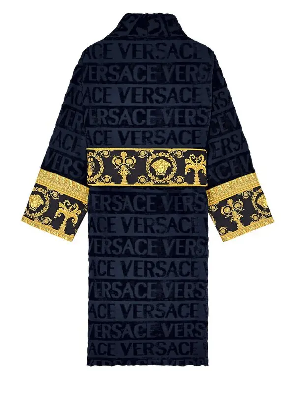 Versace I Love Baroque Belted Bathrobe - Black