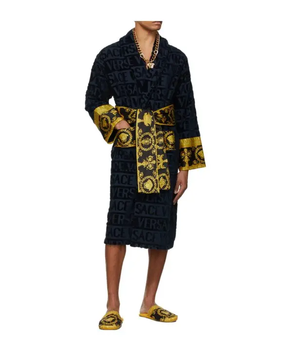 Versace I Love Baroque Belted Bathrobe - Black