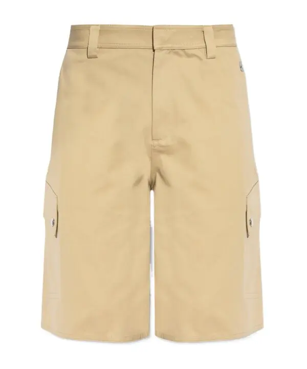 Off-White Logo Embroidered Cargo Shorts - Beige