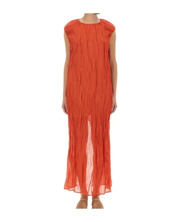 ALYSI Metallic Gauze Maxi Dress - Red