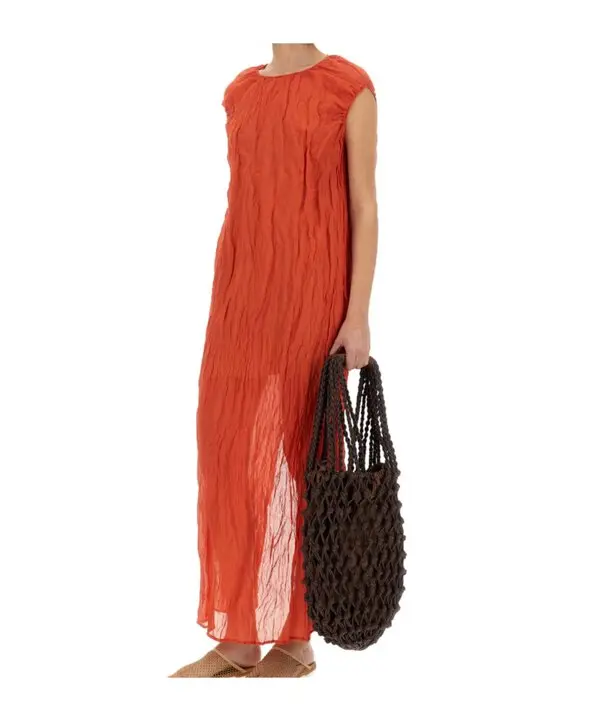 ALYSI Metallic Gauze Maxi Dress - Red
