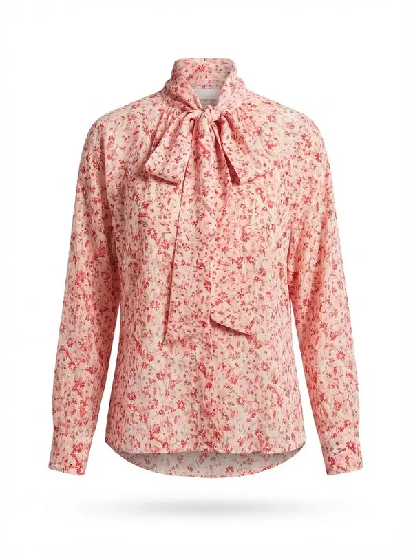 Max Mara Long-sleeved Printed Shirt With Lace-up Ties