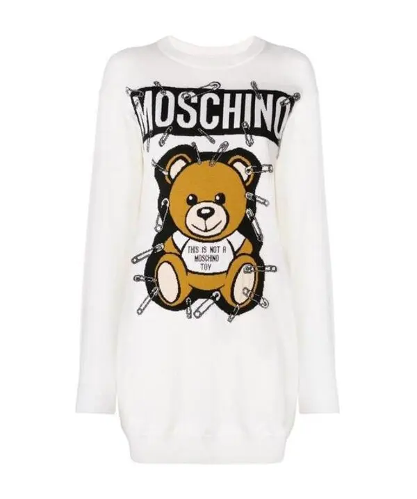 Moschino Teddy Bear Knit Dress - White