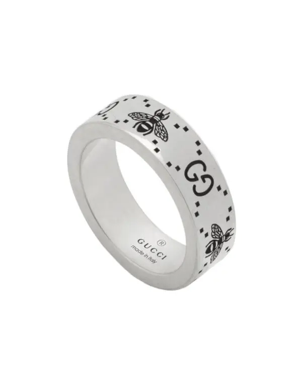 Gucci Gg And Bee Engraved Wide Ring