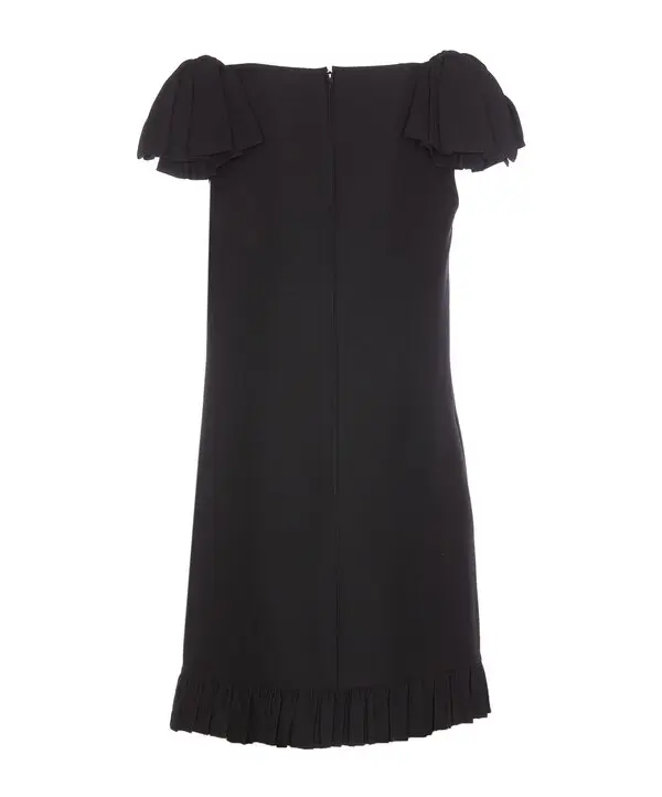 Valentino Garavani Crepe Couture Flared Hem Mini Dress - Black