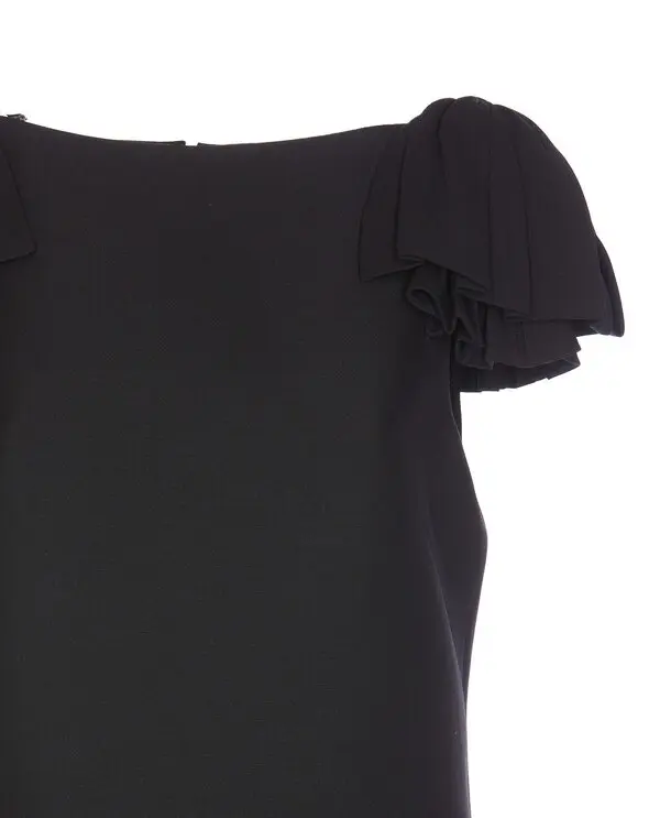 Valentino Garavani Crepe Couture Flared Hem Mini Dress - Black