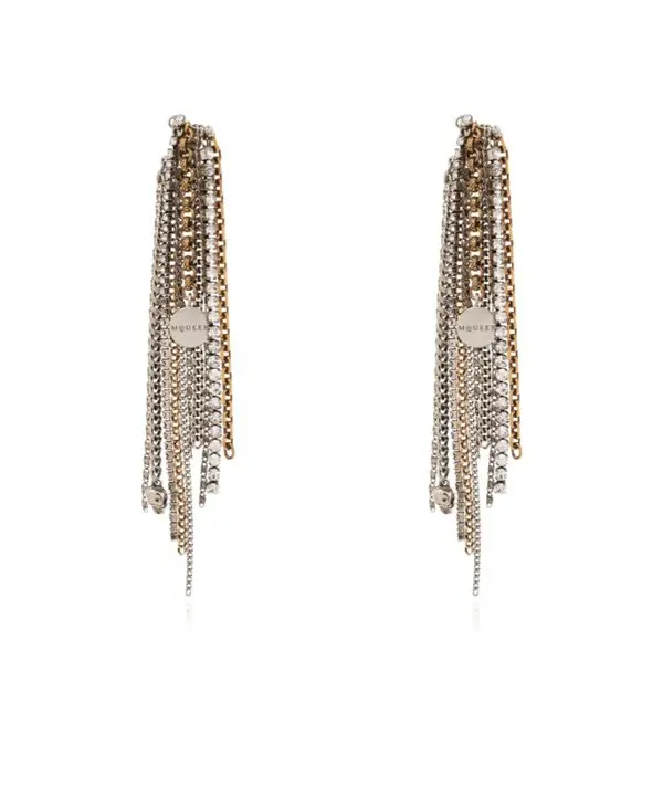 Alexander McQueen Chain Detail Drop Earrings - Silver