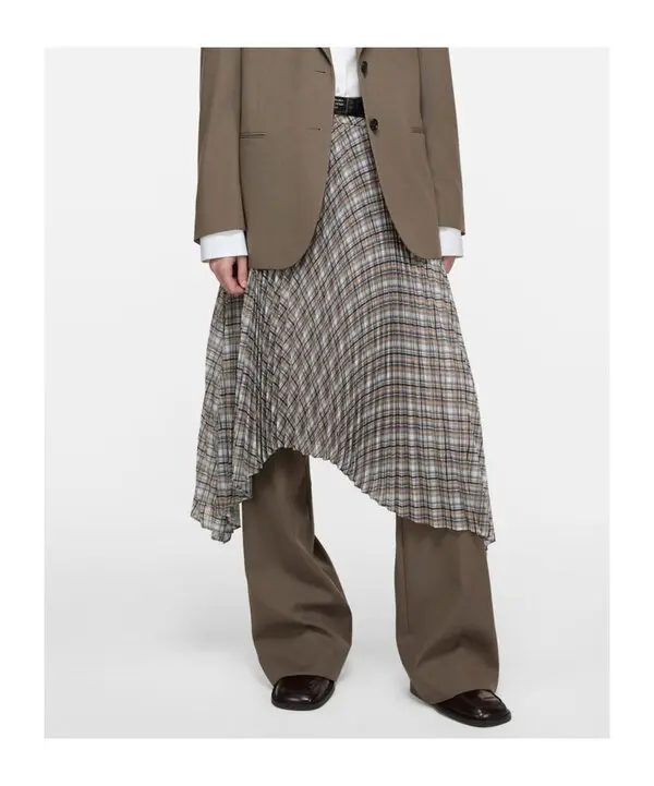 Acne Studios Checked Asymmetrical Skirt - Grey
