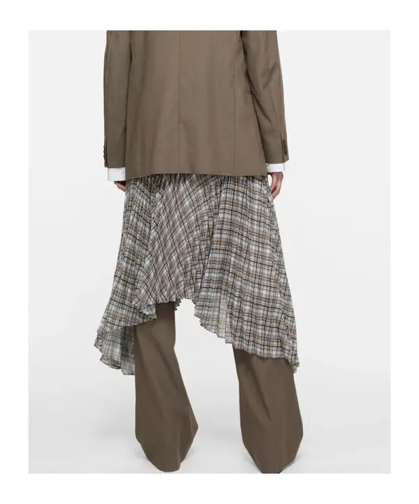 Acne Studios Checked Asymmetrical Skirt - Grey