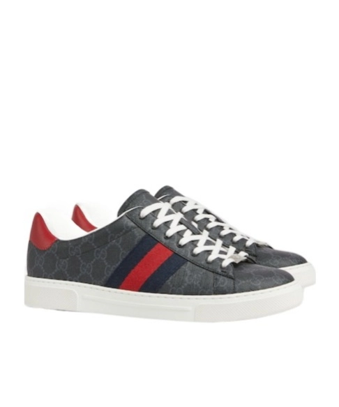 Gucci Ace Low-top Sneakers With Web Detail - Black