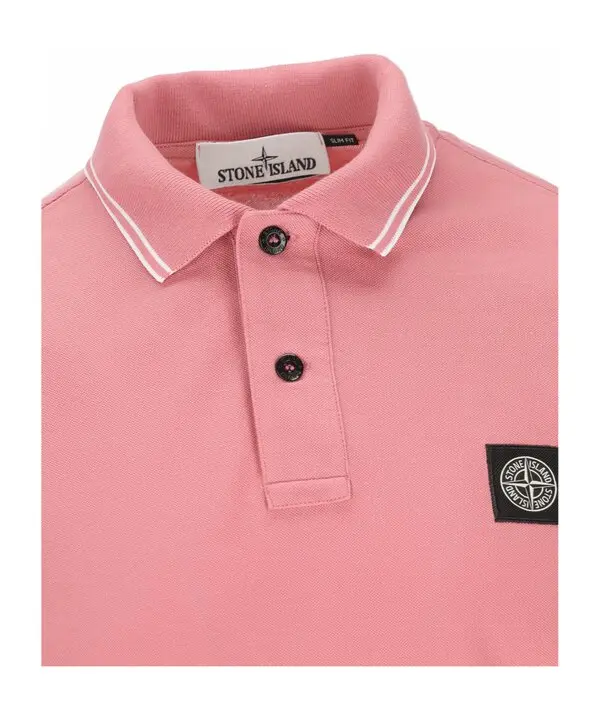 Stone Island Logo Patch Short-sleeve Polo Shirt - Pink