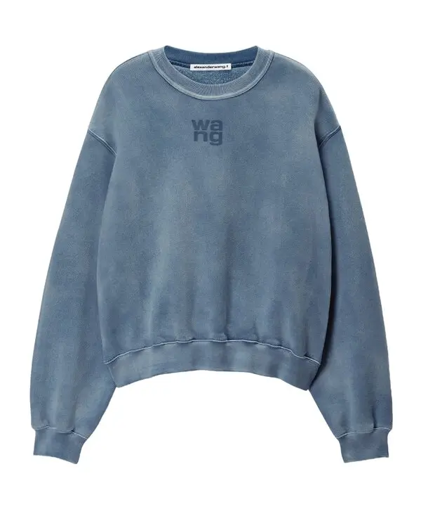Alexander Wang Logo Embossed Crewneck Sweatshirt - Blue