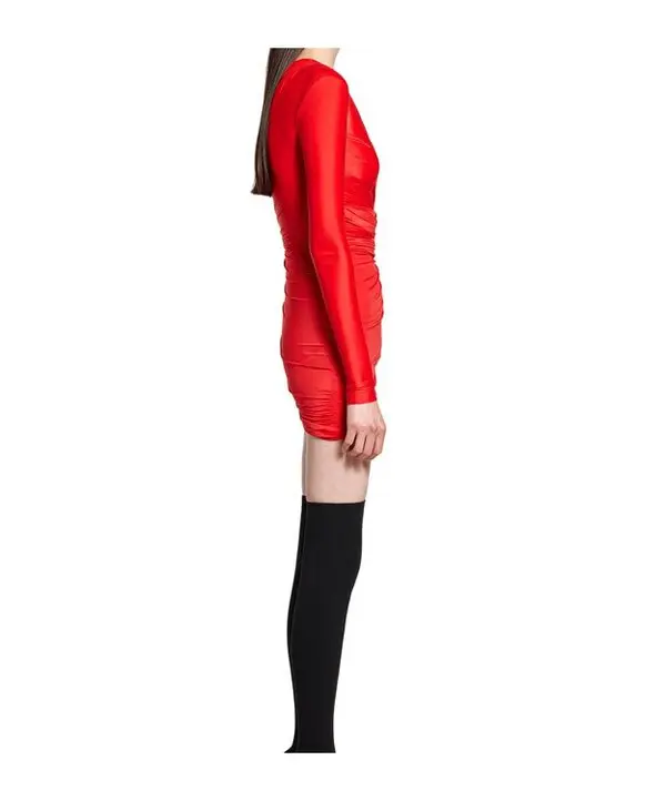 Balenciaga Long-sleeve Gathered V-neck Dress