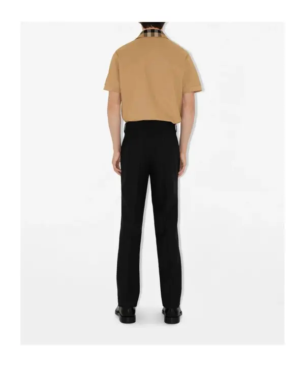 Burberry Check Collar Short Sleeved Polo Shirt - Light Brown