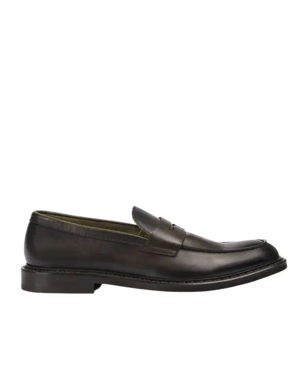 DOUCAL'S Apron-stitch Leather Loafers - Black