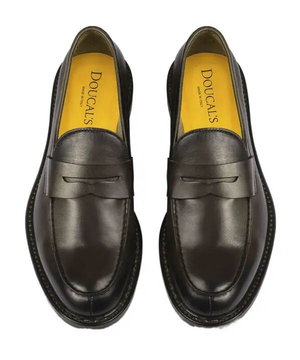 DOUCAL'S Apron-stitch Leather Loafers - Black