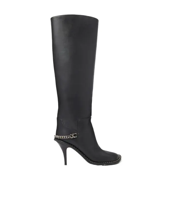 Stella McCartney Ryder Knee-high Stiletto Boots With Chain Detailing - Black