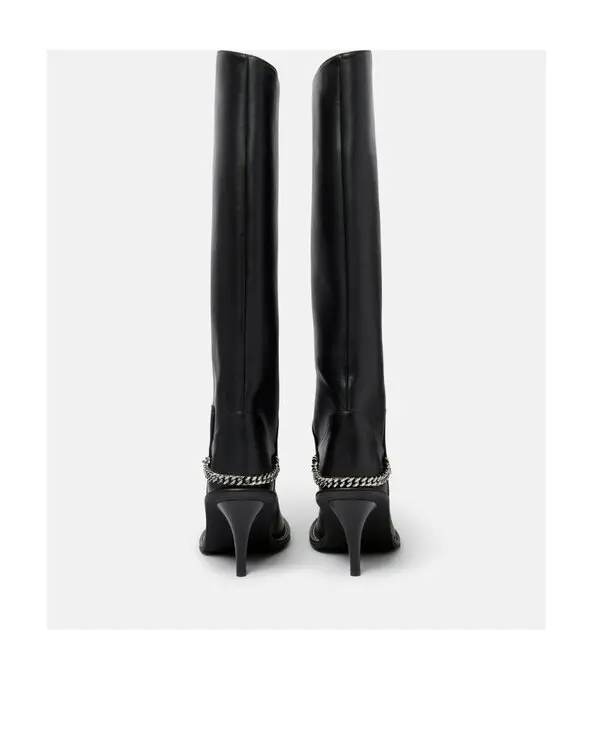 Stella McCartney Ryder Knee-high Stiletto Boots With Chain Detailing - Black