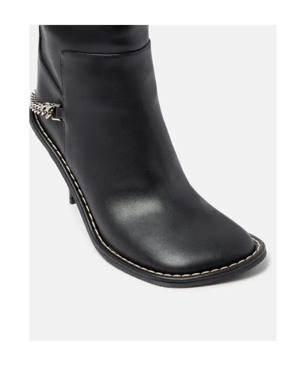 Stella McCartney Ryder Knee-high Stiletto Boots With Chain Detailing - Black