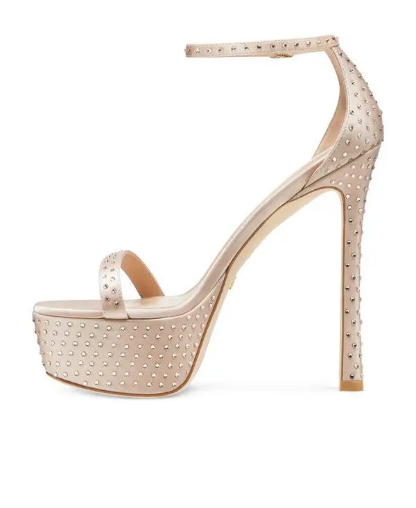 STUART WEITZMAN Embellished Platform Sandals - Nude