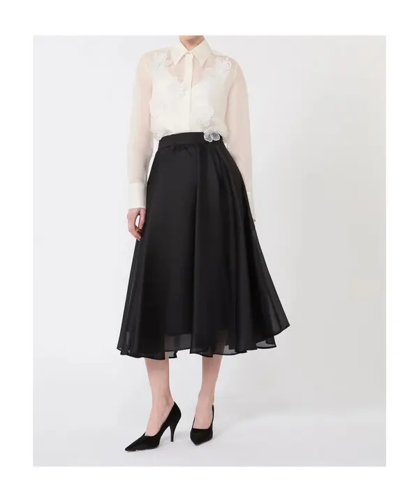 Max Mara Flared Midi Skirt - Black