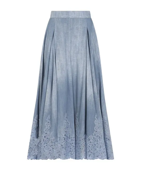 Ermanno Scervino High Waist Midi Skirt With Lace Details