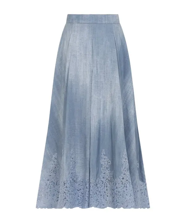 Ermanno Scervino High Waist Midi Skirt With Lace Details