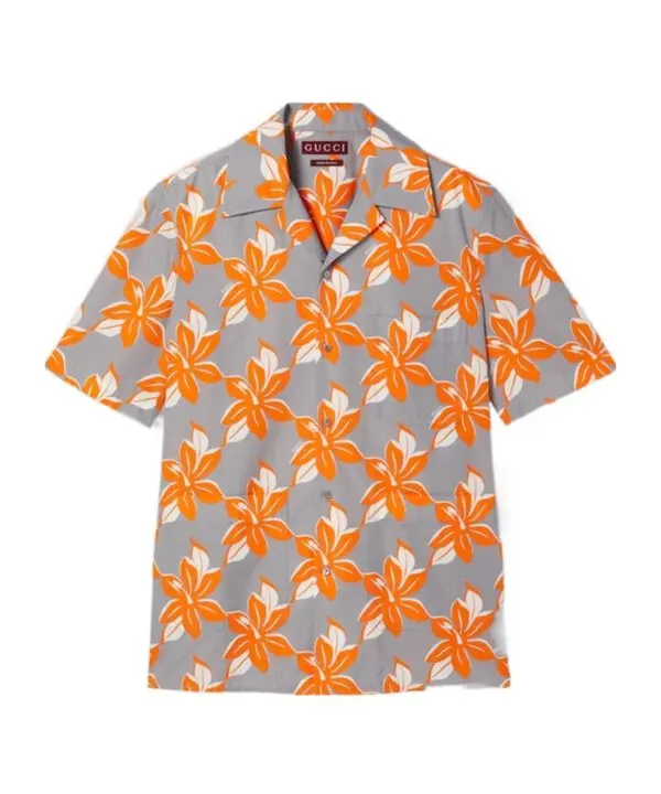 Gucci Printed Short-sleeve Poplin Shirt - Black/white