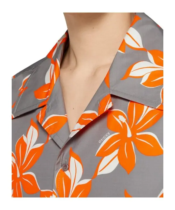 Gucci Printed Short-sleeve Poplin Shirt - Black/white