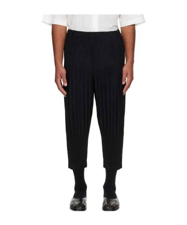 Issey Miyake Homme Plissé Pleated Knit Trousers - Black