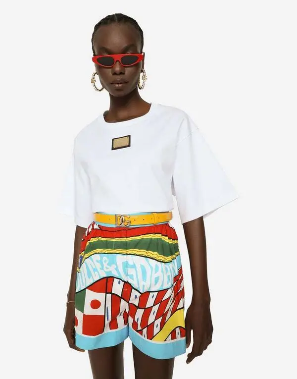 Dolce & Gabbana Printed High-waisted Shorts