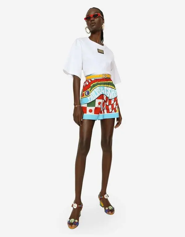 Dolce & Gabbana Printed High-waisted Shorts