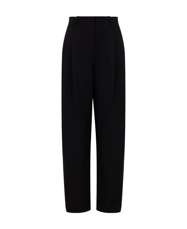 Emporio Armani Pleated High-rise Casual Pants - Black