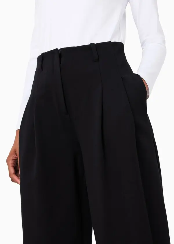 Emporio Armani Pleated High-rise Casual Pants - Black