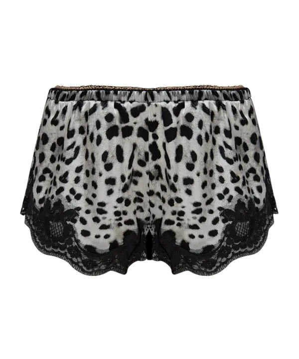 Dolce & Gabbana Leopard Print Satin Shorts With Lace Trim