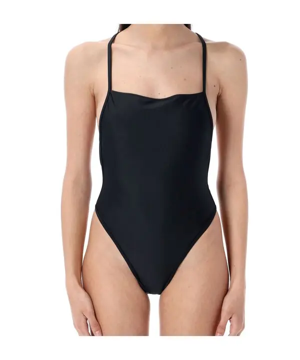 MARINE SERRE Jersey One Piece Swimsuit - Black
