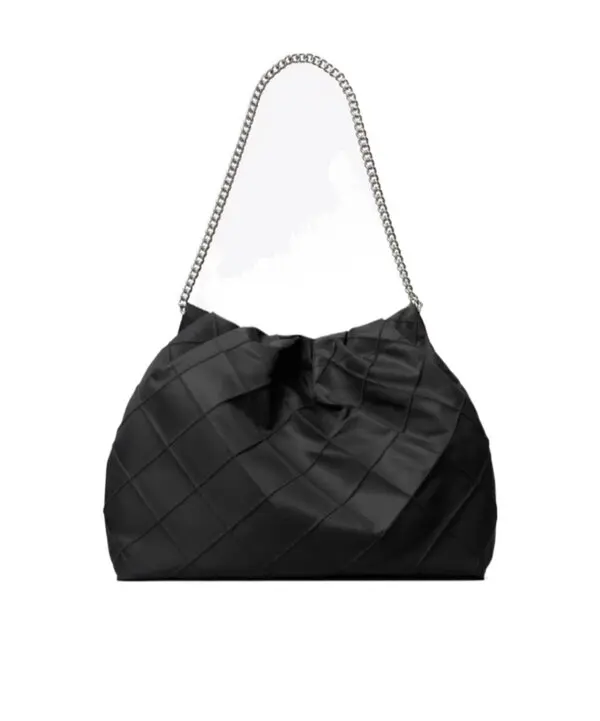 Tory Burch Fleming Quilted Hobo Shoulder Bag - Black