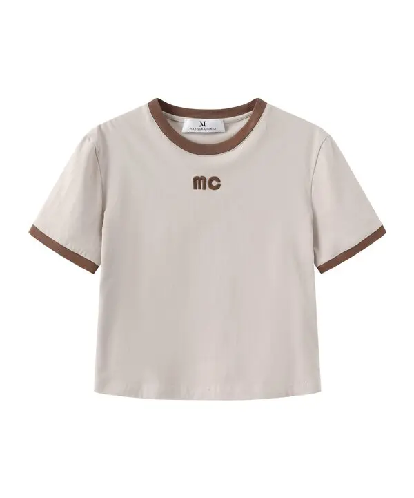 Marissa Chiara Short Sleeve Cropped T-shirt With Contrasting Trim
