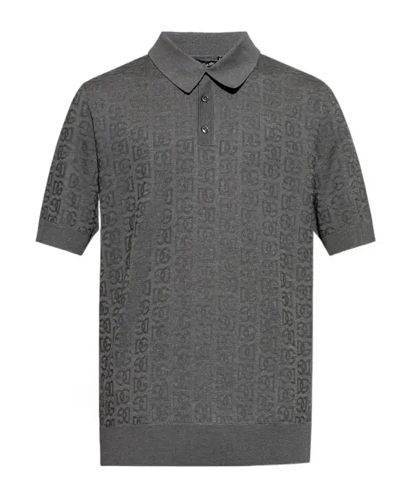 Dolce & Gabbana Dolce Gabbana Dg Logo Jacquard Knitted Polo Shirt