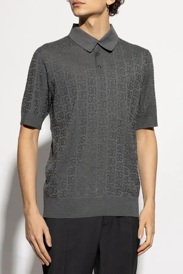Dolce & Gabbana Dolce Gabbana Dg Logo Jacquard Knitted Polo Shirt