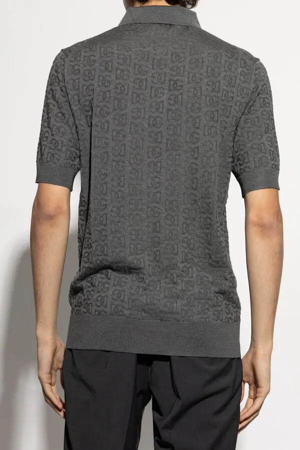 Dolce & Gabbana Dolce Gabbana Dg Logo Jacquard Knitted Polo Shirt
